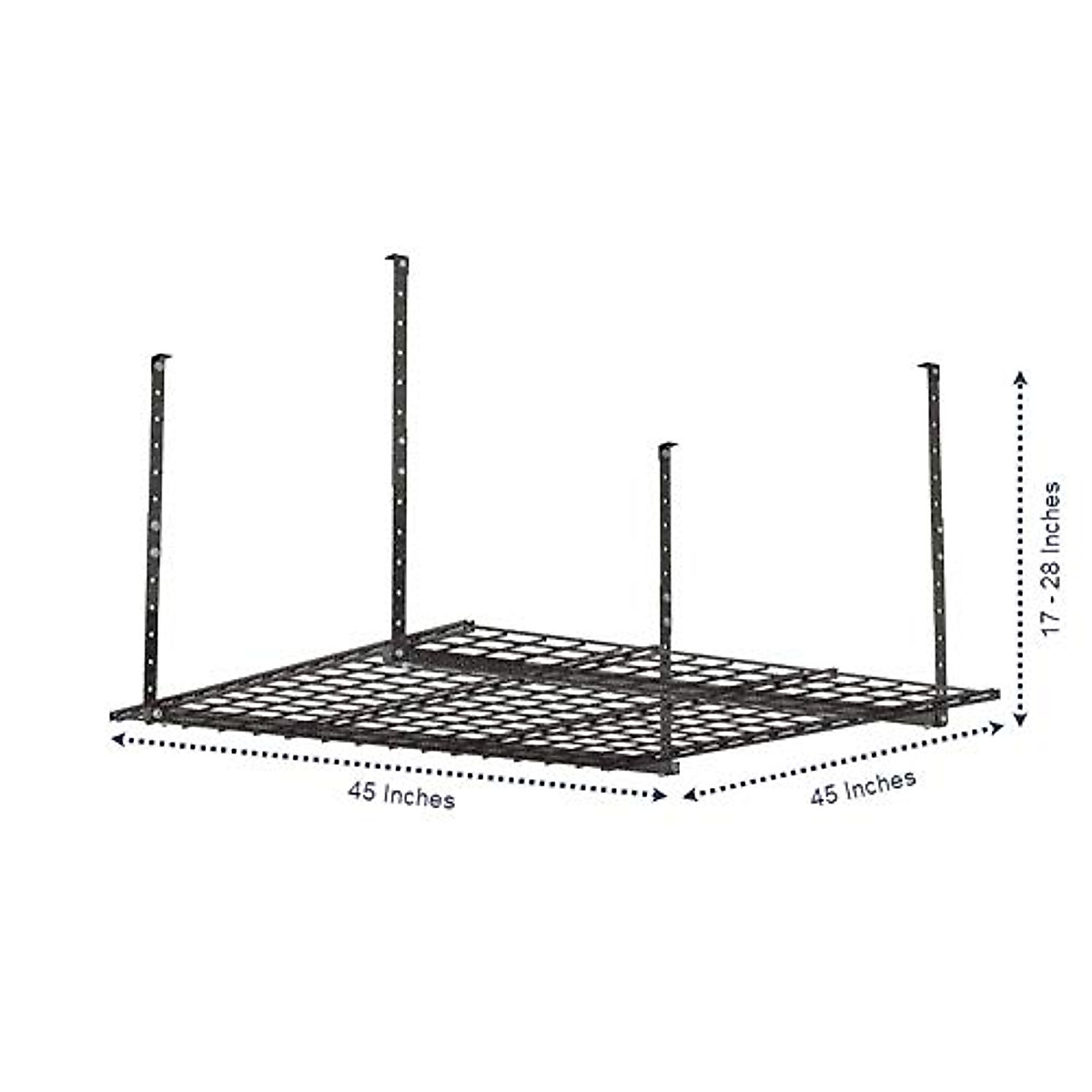 Hyloft 00625 45-Inch x 45-Inch Overhead Steel Garage Storage System, Adjustable Ceiling Mount Storage Rack, Hammertone