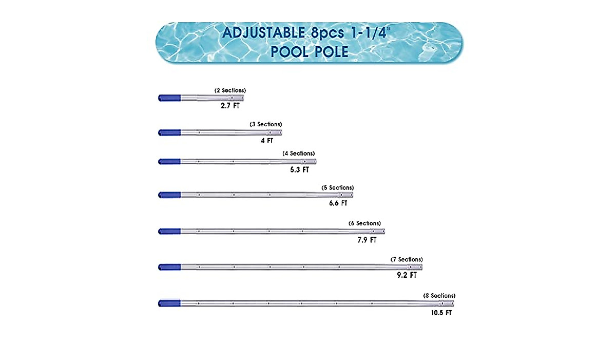 POOLWHALE 10.5ft Aluminum Swimming Pool Pole - Strong Grip