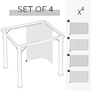 Outsunny 10' x 12' Universal Gazebo Sidewall Set with 4 Panels, Hooks/C-Rings Included for Pergolas & Cabanas, Grey