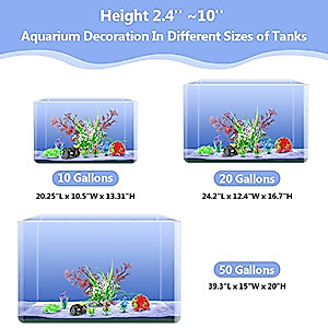 Fishdance Aquarium Plants, Artificial Fish Tank Plastic & Resin Plants and Broken Barrel Decorations Decor White Red Fake Coral Plants Set 8 Pcs