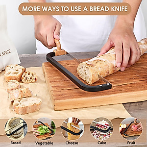 Ittnim Bread Knife Handmade Bread Bow Knife 16" Serrated Bowl Knife, Bread Saw Sourdough Knife Aluminum Alloy Sourdough Cutter Suit for Left & Right Handed People to Cut Baguettes Vegetables Fruits