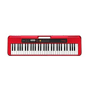 Casio Casiotone CT-S200 61-Key Portable Digital Keyboard - Red Bundle with Adjustable Stand, Bench, Headphone, Sustain Pedal, Instructional Book, Austin Bazaar Instructional DVD, and Polishing Cloth