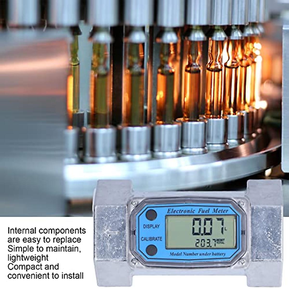 Turbine Flow Meter, 35?200L/Min Flow Range High Accuracy Digital Turbine Flow Meter Practical for and Medicine