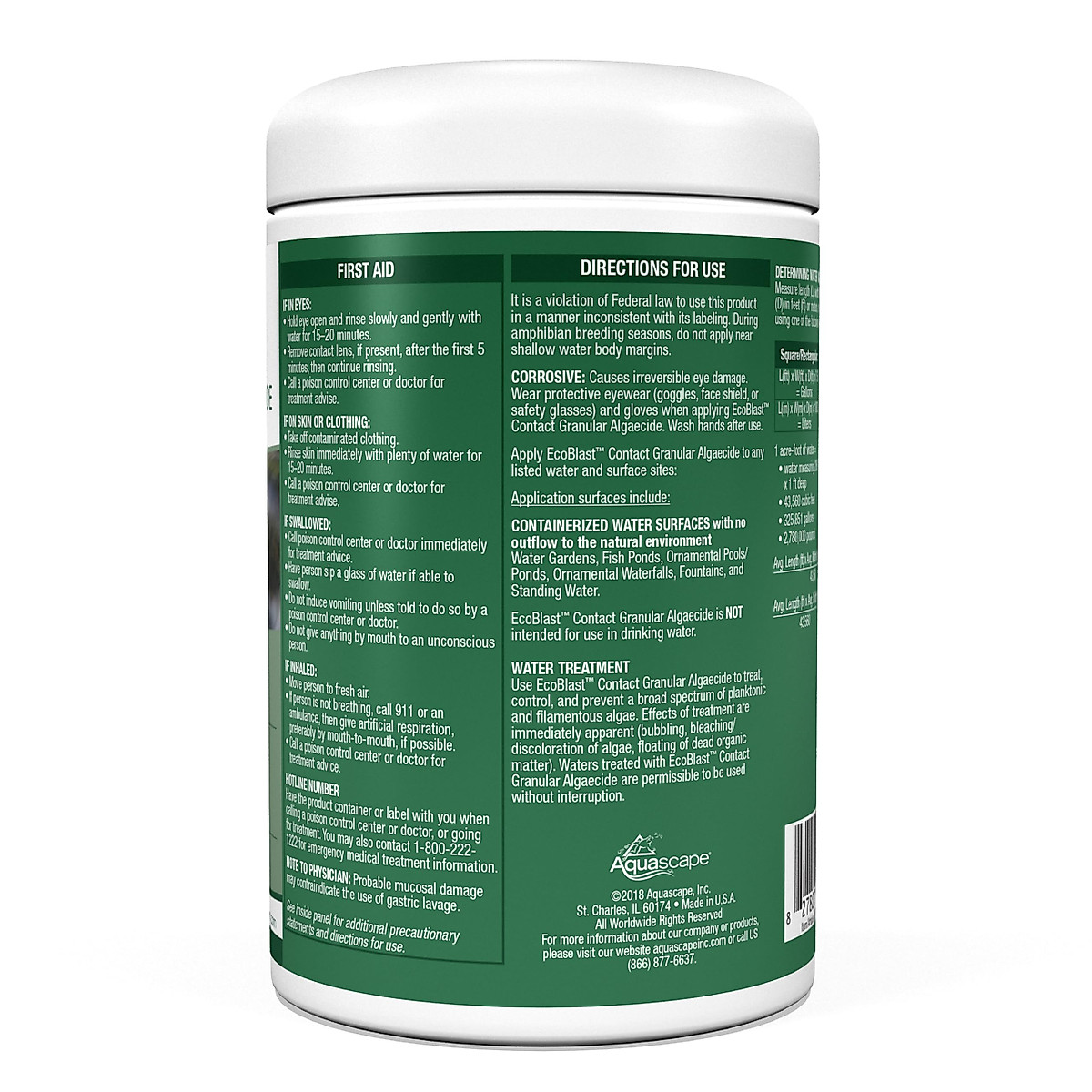 Aquascape 29312 Granular Algaecide for Pond, Waterfall, and Stream EcoBlast, 2.4 Pounds, White