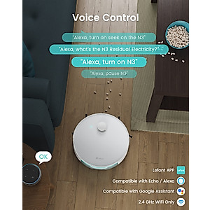 Lefant N3 Robot Vacuum and Mop Combo, Precision Mapping with Lidar & dToF Sensors, Max 4000Pa Suction, Ultrasonic Carpet Detection, Robotic Vacuum Cleaner with Sonic Mopping, WiFi/App/Alexa Control