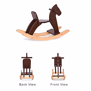 KRAND Wooden Rocking Horse Baby Ride On Toy for Toddlers Solid Wood Classic Design with Comfortable Pedal and Safe Backrest Ideal Gift for Kids (Classic, White)