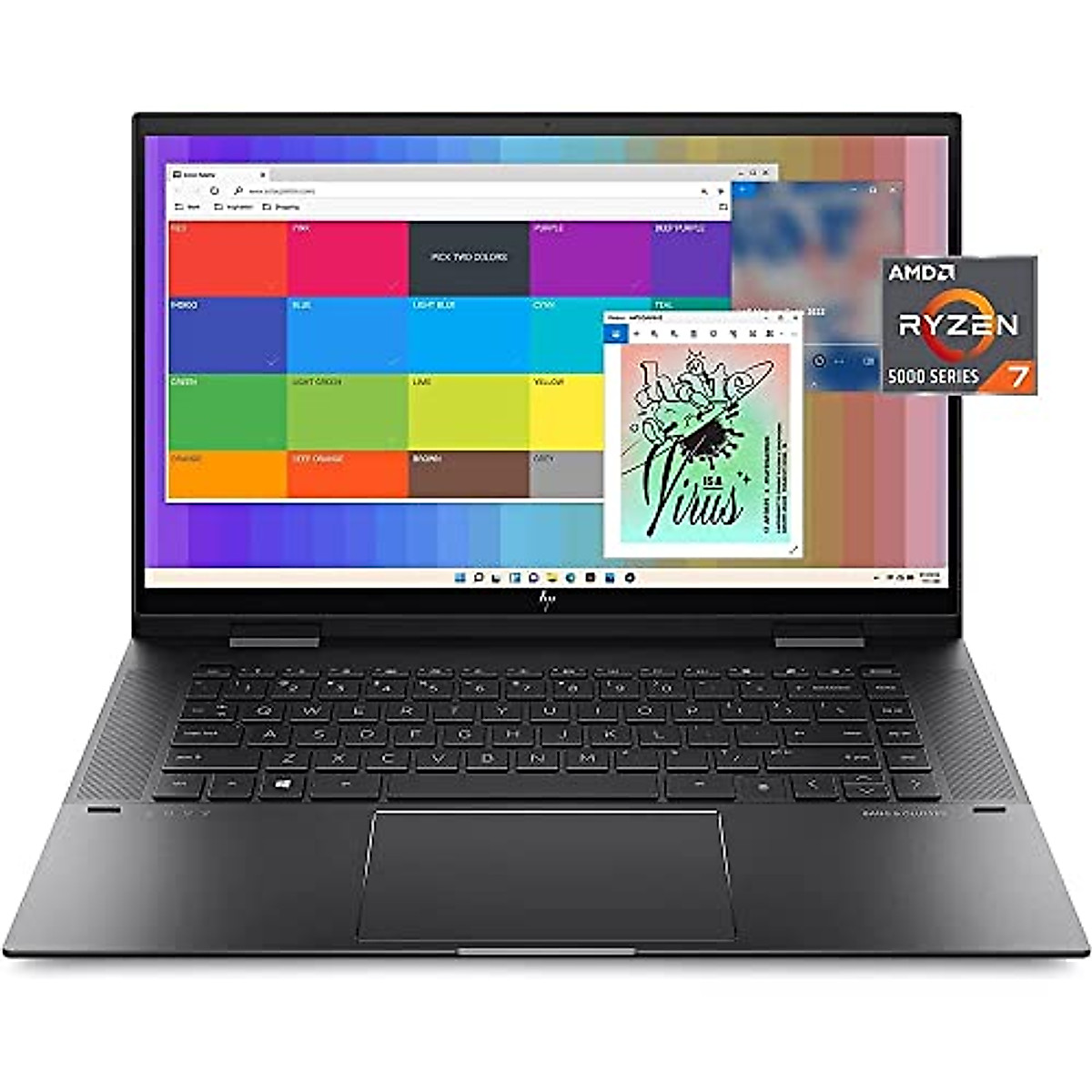 HP [Windows 11 Pro] 2022 Envy x360 15 2-in-1 Business Laptop, 15.6" FHD Touchscreen, Octa-Core AMD Ryzen 7 5700U (Beat i7-1165G7), 32GB DDR4 RAM, 1TB PCIe SSD, WiFi 6, BT 5.2, BROAG 64GB Flash Drive