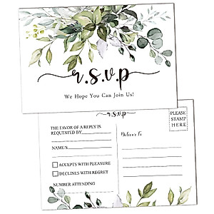 KORTTITALO 50 RSVP Postcards - Rustic leaf Response Cards, Blank with Mailing Side, Response Cards for Wedding, Bridal Shower, Baby Shower, Bachelorette Party.