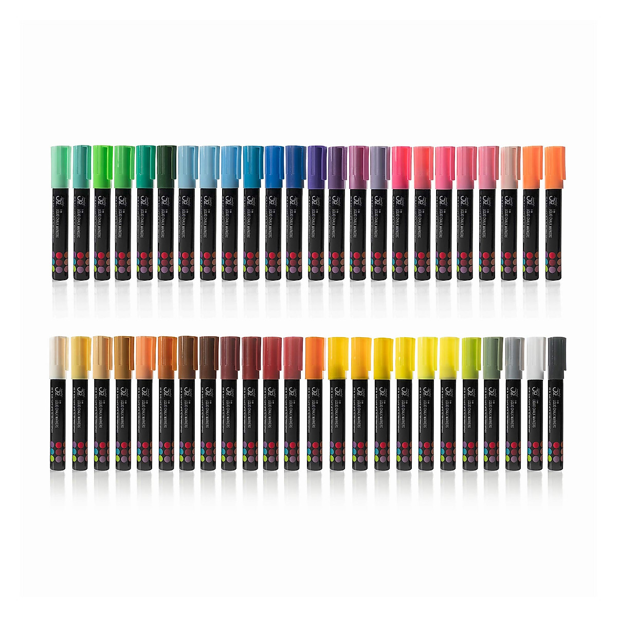 JumpOff Jo - 48 Pack of Liquid Chalk Markers – Reversible Chisel and Round Tip - Neon, Metallic, and White Included