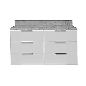 Kitchen Bath Collection Oslo 48-inch Floating Bathroom Vanity (Carrara/White): Includes White Cabinet with Authentic Italian Carrara Marble Countertop and White Ceramic Sink