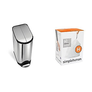 simplehuman 30 litre butterfly step can fingerprint-proof brushed stainless steel + code H 60 pack liners