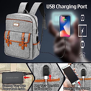 Nicole Miller Travel Laptop Backpack-Business Anti Theft Vintage Backpack with USB Charging Port-Water Resistant Computer Bag