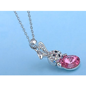 Alilang Rabbit Pendant Cute Animal Bunny Crystal Rhinestone Necklace for Women Gift
