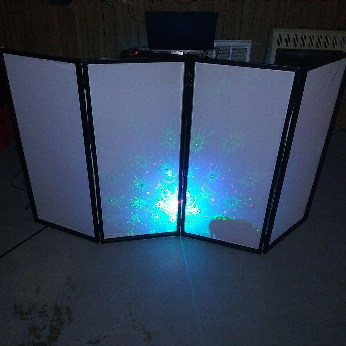 HECASA DJ Foldable Facade Portable Event Booth Screen White/Black Scrim Metal Frame Booth w/Travel Bag Case