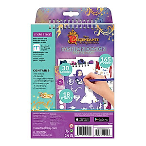 Disney Descendants Royal Wedding Fashion Design Sketchbook for Girls - Create Stunning Wedding-Themed Fashions with 183 Stickers, Stencils, Design Guide - Gift for Ages 8+, Develops Real-World Skills