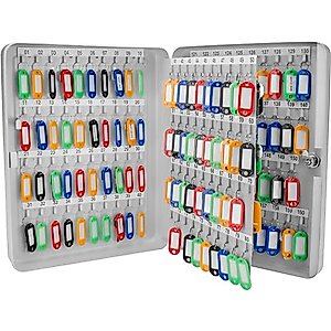 Barska Key Lock Key Cabinet Lock Box with Numbered Hooks and Tags - 160 Position - Color Tags