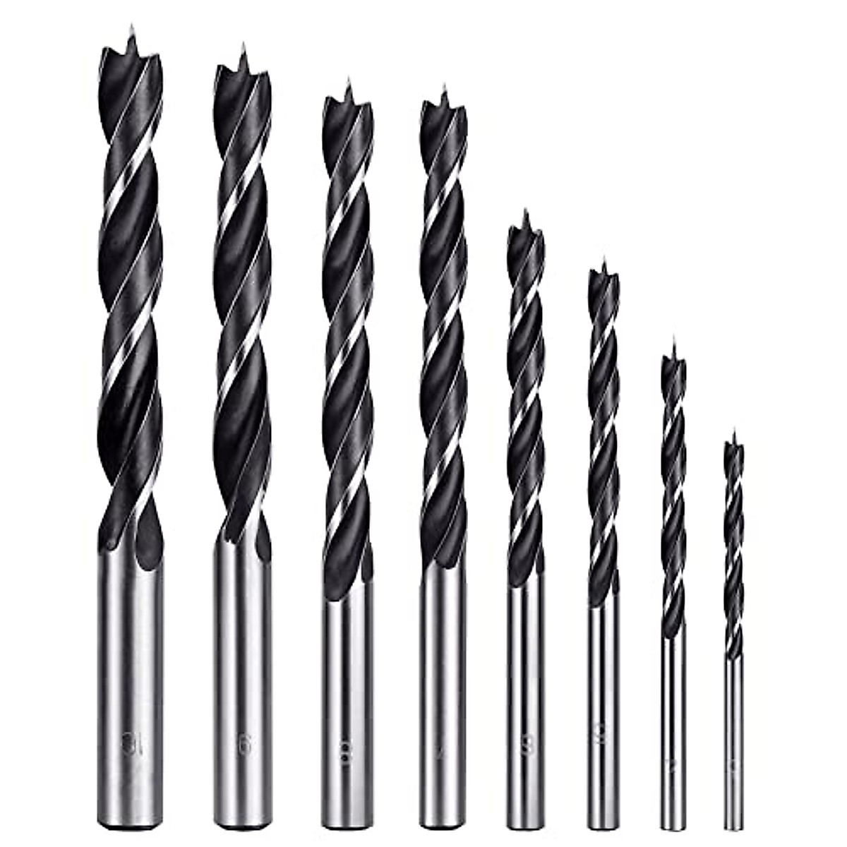 WEAVERBIRD 8PCS Brad Point Drill Bits,3-10mm Spiral Twist Wood Drill Bits Set High Speed Steel Reamer Set Woodworking Electric Drill Hole Opener Wood Drill Bit Set Reaming Drill for Wood Drill Bit Set