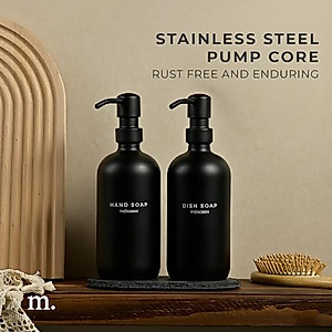 MaisoNovo Soap and Lotion Dispenser Set | Black Bottles Black Pumps Set of 2