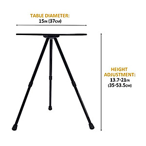 LOOVIU Folding Outdoor Side Tables, Weather Resistant Patio Side Table, Small Round Outdoor End Table for Porch Yard Balcony Deck Lawn, Black,FGP