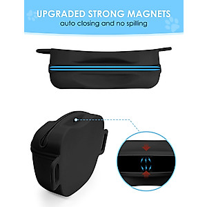 heouvo Dog Treat Pouch with Training Clicker, Upgrade Stronger Magnetic Closure to Avoid Spilling, 1.67 Cup Silicone Treat Bag Fanny Pack with Waist Belt for Pet Training Walking (Black)