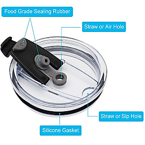 Docik 30 oz Tumbler Lids for Yeti 30oz Tumbler Yeti 14oz Mug and Yeti 26oz Cup, Spill Proof Splash Resistant Flip Lid, BPA-Free, 2 Pack (Black)