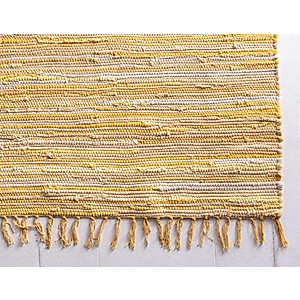 Unique Loom Chindi Cotton Collection Soft Hand Woven Natural Fiber Striped Area Rug, 2 ft 2 in x 3 ft, Yellow/Ivory