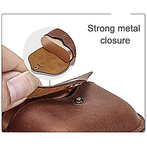 for wf-1000xm3 Case, Personalized wf-1000xm3 Leather case with Carabiner, Genuine Leather Protective Case Cover Shockproof for Sony WF-1000xm3 Case Wireless Charging Case (Blank, Brown)