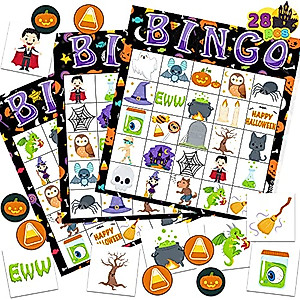 JOYIN 28 Halloween Bingo Game Cards (5X5) for Kids Halloween Party Card Games, School Classroom Games, Trick or Treating, Halloween Party Favors Supplies, Family Activity