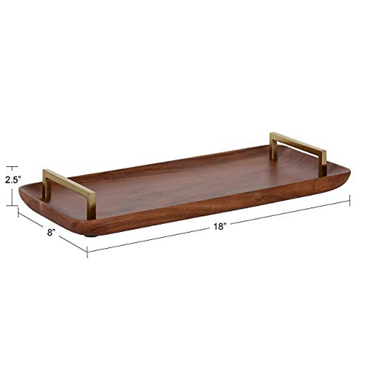 Kate and Laurel Cantwell Mid-Century Modern Wood Tray, 18 x 8, Walnut Brown, Decorative Tray for Serving, Storage and Display