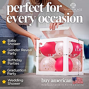 Baby Balloon Box with Letters (6 White Boxes) - 2-Sets of A-Z, 52 Letters for Custom Name - Baby Boxes with Letters for Baby Shower Decorations for Boy, Birthday Party, Gender Reveal Box for Balloons