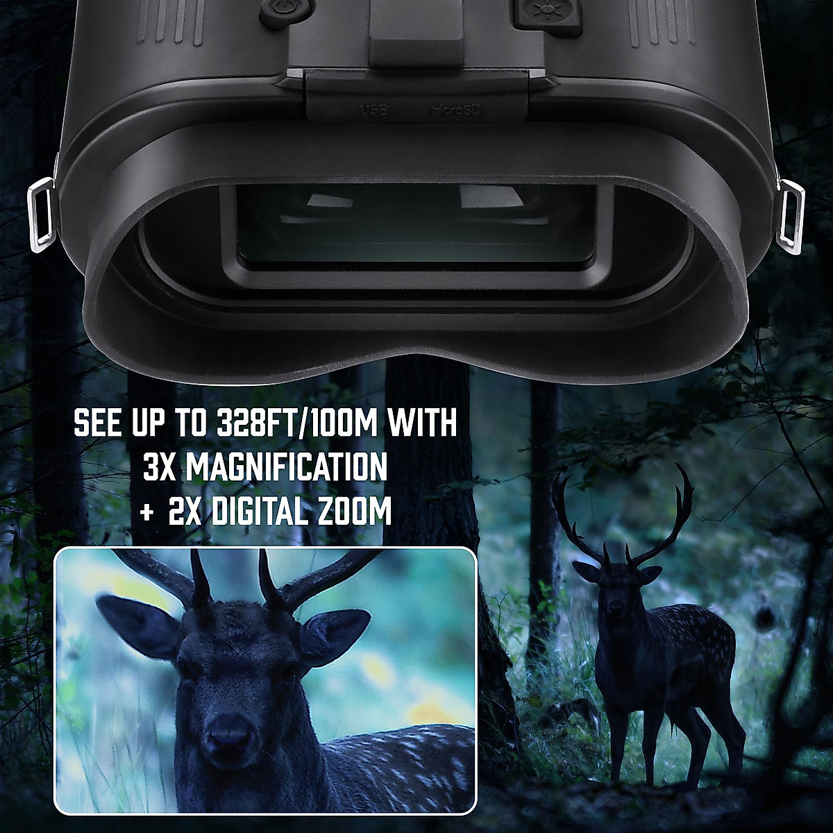 Barska Night Vision Nvx300 Infrared Illuminator Digital Binoculars, Black, Model:BQ13374