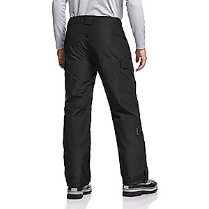 TSLA Men's Winter Snow Pants, Waterproof Insulated Ski Pants, Ripstop Windproof Snowboard Bottoms, Cargo Alpha Black, Large