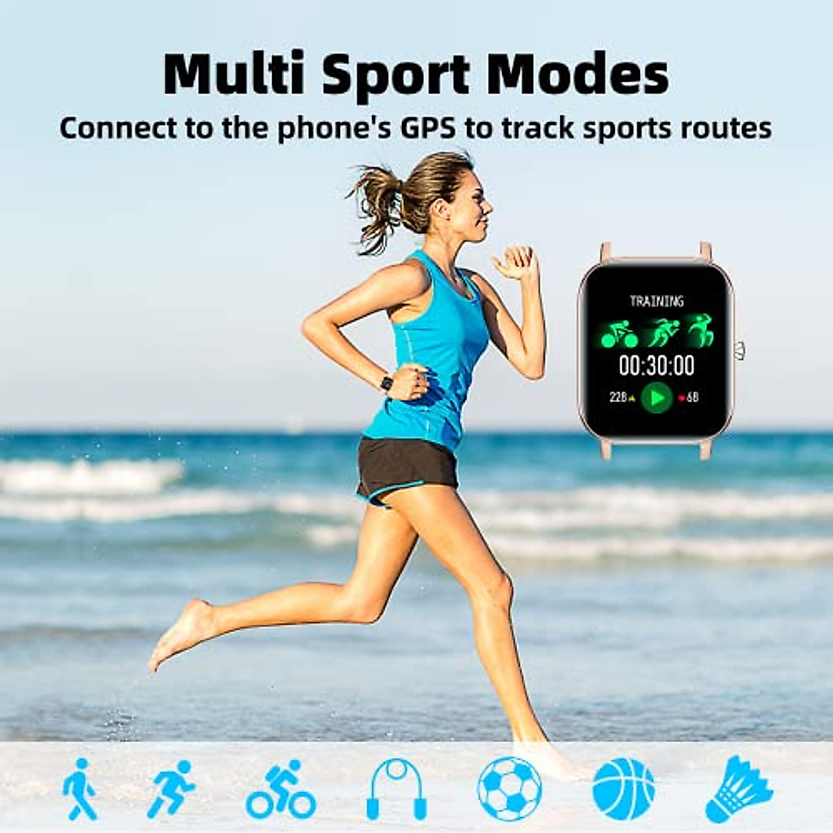 CDXIU Smart Watch, Fitness Watch with Heart Rate Monitor, Sleep Tracking & SpO2, HD Touch Smartwatch for Men Women Compatible with iPhone & Android, Call & Text Smart Reminder (Light Pink)