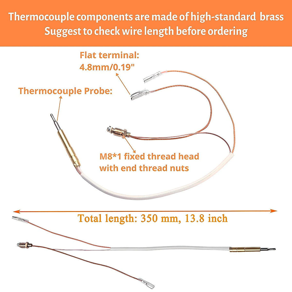 IDEASURE Patio Heater Replacement Parts for Outdoor Heaters, 13.8'' Long Thermocoupler & Dump Switch Safety Sensor for Propane Gas Heaters Room Heaters Garden Tower Heaters