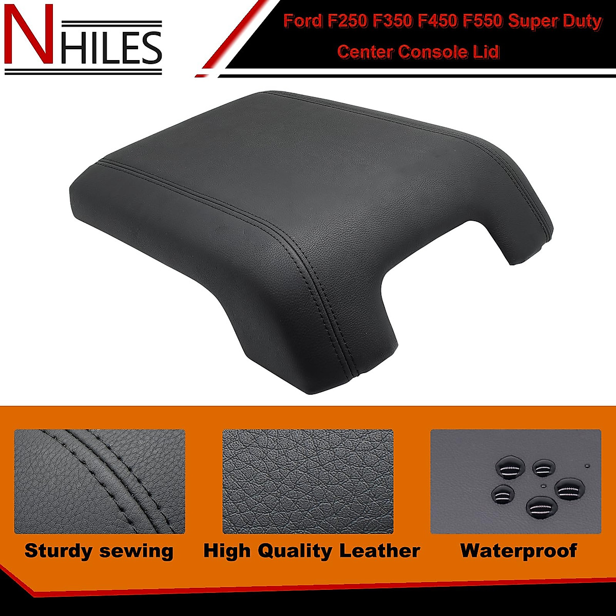 NHILES Black Center Console Lid Kit Replacement Compatible with F-250 Super Duty F-350 Super Duty F-450 Super Duty F-550 Super Duty 2011 2012 2013 2014 2015 2016 Replaces# BC3Z2806024AA