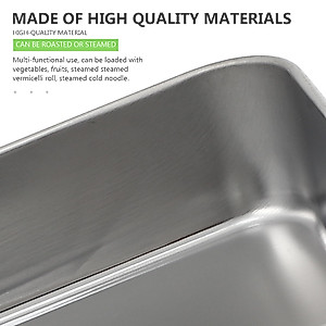 Stainless Steel Baking Pan Cake Pan with Lid BBQ Pan Rectangular Pan Fridge Storage Container Dumpling Storage Box Salad Box Leakproof Metal Food Containers 23X17X5CM
