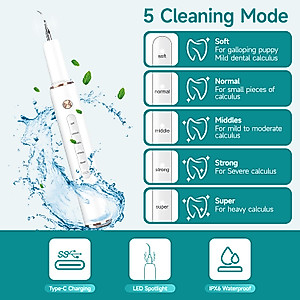 CRXRYRZ Dog Plaque and Tartar Remover,Dog Teeth Cleaning Kit,Dog Electric Toothbrush,Effective Teeth Cleaning for Pets,Dog Plaque Removal 5 Modes