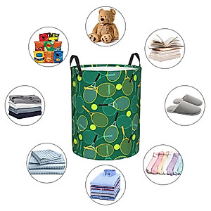Large Laundry Basket With Handles - Tennis Rackets And Balls Dirty Clothes Hamper For Bedroom Aesthetic