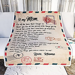 Personalized to My Mom Blanket from Daughter Son Love Letter Mail to Mom Birthday Mothers Day Christmas Customized Fleece Sherpa Blanket