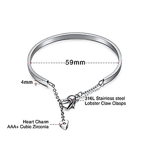 INBLUE Personalized Identification ID Bracelet Bangle for Women Men Name Engraved Adjustable Stainless Steel Cuff Water-Resistant Gift for Girlfriend Sister Bridesmaid Gifts (Silver)