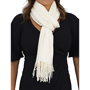 Ocomfly 100% Pashmina Scarf for Women - Premium Womens Scarves. Gift Boxed. Wrap or Coverup. Ultra Soft and Warm. Limited Available - White