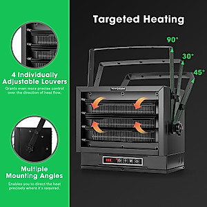 VIVOSUN 8500W Garage Heater, 240V Electric Garage Heater with 3 Modes(8500W/5600W/Only Fan), Digital Powerful Shop Heater with Remote, No-Plug Design, 8-Hour Timer, Digital Thermostat, ETL Listed