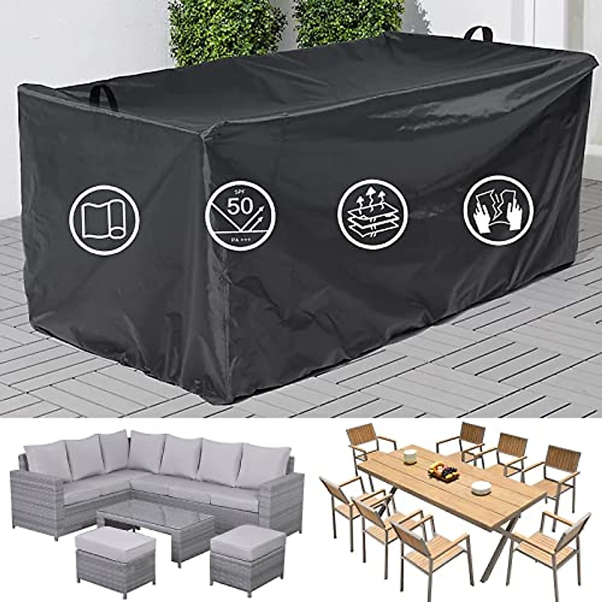 TIFILE | Patio Furniture Set Cover | Outdoor Sectional Sofa Set Covers | Rectangular/Square Patio Table Covers| Garden Table and Chair Set Covers Water Resistant Large -- 99" L x 82" W x 27.5" H