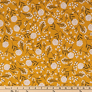 Mustard Woodland Cotton Apparel Fabric (1 Yard) – Printed Sewing Fabric by The Yard – Lightweight Precut Fabric for Sewing Clothes, Homeware, & Other Accessories – DIY Craft Fabric