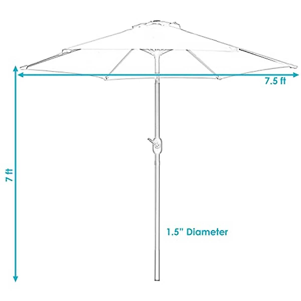 Sunnydaze 7.5 Foot Outdoor Patio Umbrella with Tilt & Crank, Aluminum, Burnt Orange