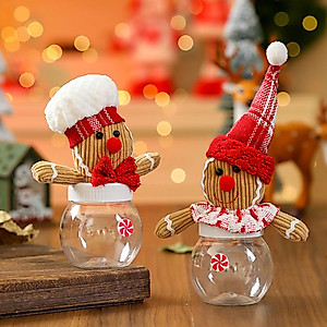 EUBUY 2Pcs Christmas Candy Jar with Gingerbread Man Shape Xmas Gingerbread Storage Organizer Xmas Cookie Jars Candy Box Christmas Party Snowman Container Gingerbread Decorations