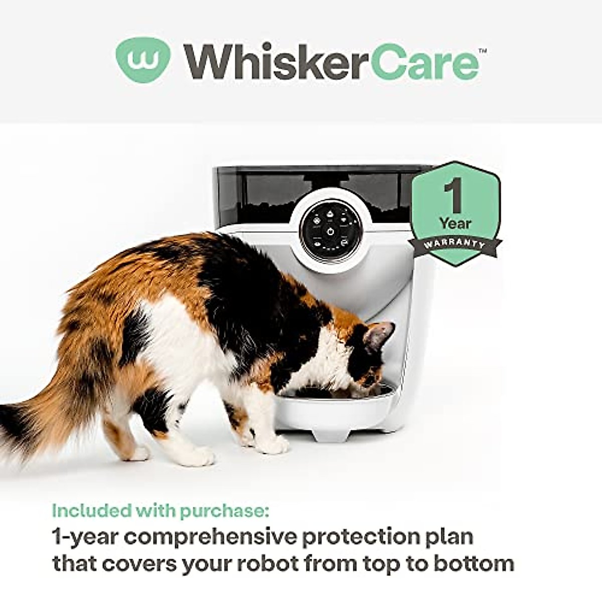 Feeder-Robot by Whisker (White with Smoke Hopper); Includes Backup Battery; Automatic Pet Feeder, WiFi Enabled, Feed Your Cat or Dog from Anywhere, Designed & Assembled in USA