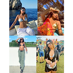 Ella Lust Metallic Bikini for Women - Silver Bathing Suit High Waisted Tie Side Thong Bottom Triangle Top Shiny Swimsuit(Silver,XS,1026a)