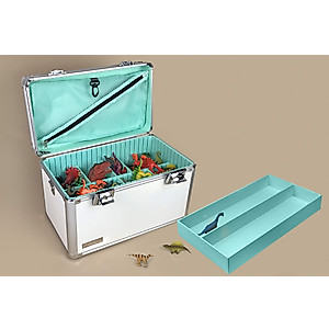 Vaultz Portable Safe Box - 14 L x 9.12 H x 8.5 W Inch Large Storage Box with Lock, Mesh Pocket & Adjustable Compartments for Cash, Documents and Valuables - White