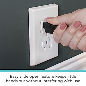 Toddleroo by North States Sliding Outlet Covers | Automatic self-Closing Design | Installs Over Any Standard Sized Home outlets | Baby proofing with Confidence (4-Pack, Soft White)